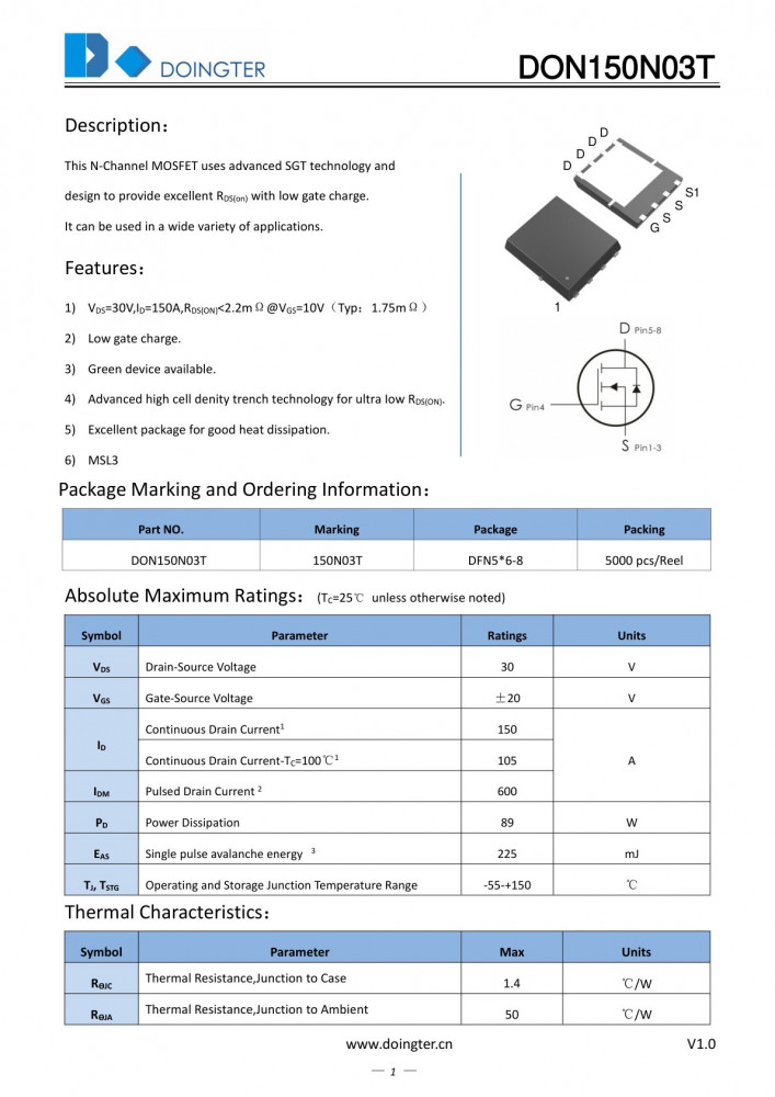 DON150N03T datasheet page 1