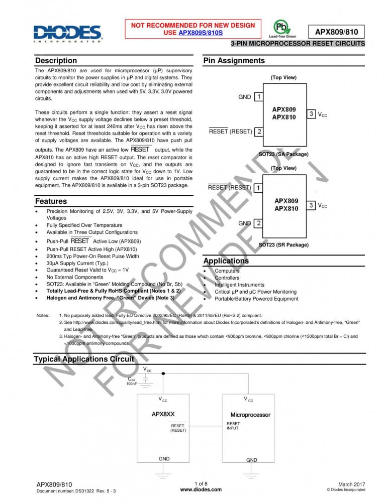 APX809 datasheet page 1