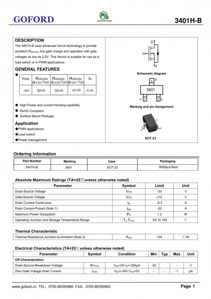 3401H-B datasheet page 1