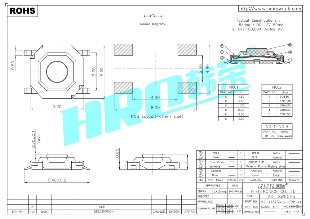 K2-1187SQ-A4SW-06 technical document preview