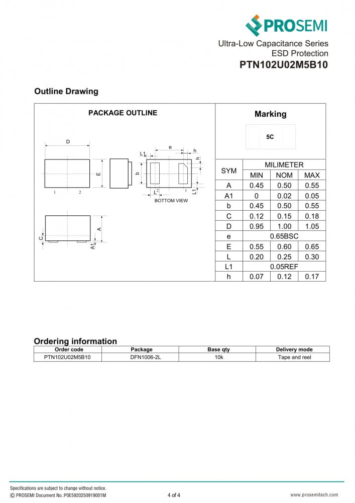 PTN102U02M5B10 datasheet page 4