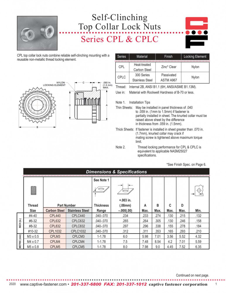 CPL series technical documentation page 1