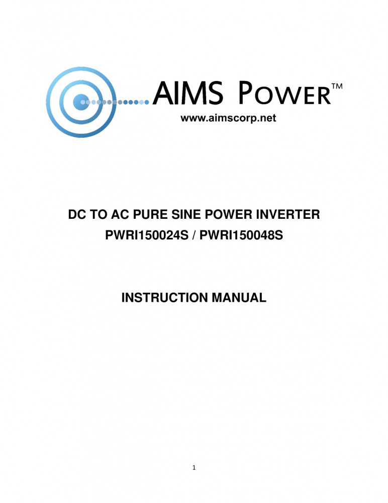 PWRI150048S manual page 1