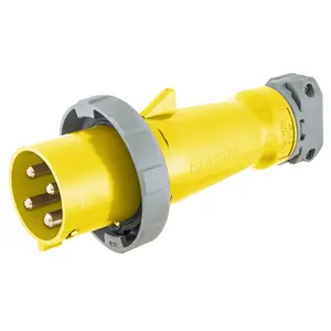 Heavy Duty Products, IEC Pin and Sleeve Devices, Marine Grade, Female, Receptacle, 100A 125/250V, 3-Pole 4-Wire Grounding, Terminal Screws, Yellow
