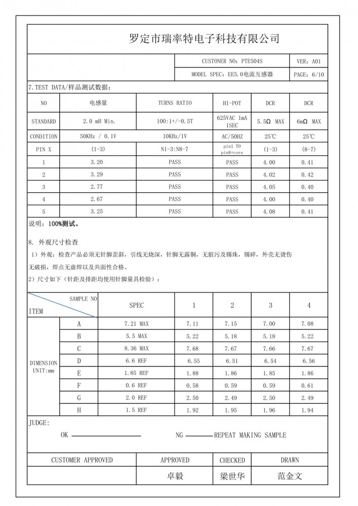 PTE504S specification page 5