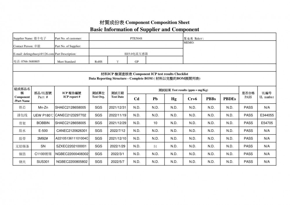 PTE504S specification page 8