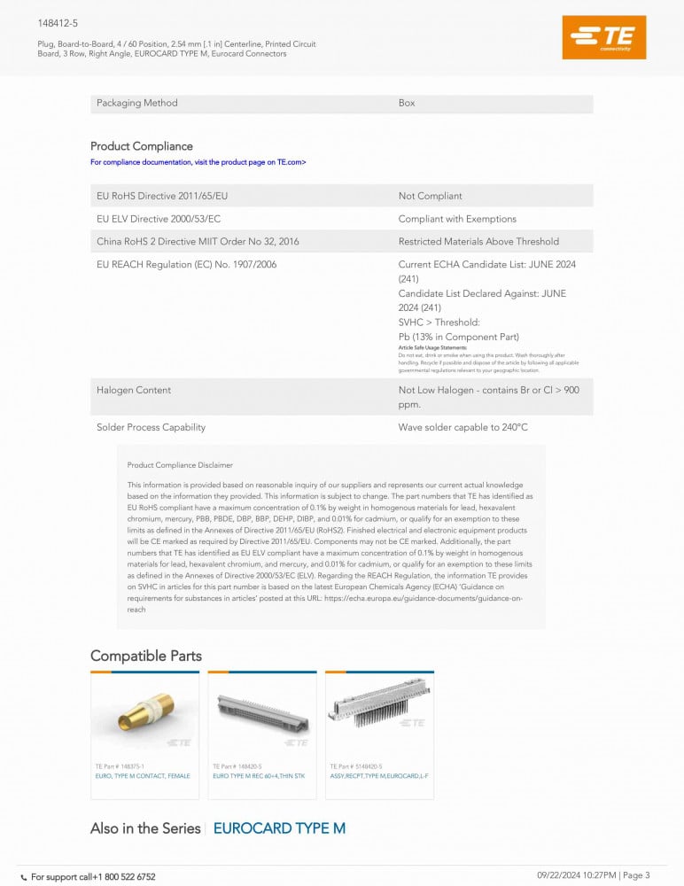 TE Connectivity 148412-5 document page 3
