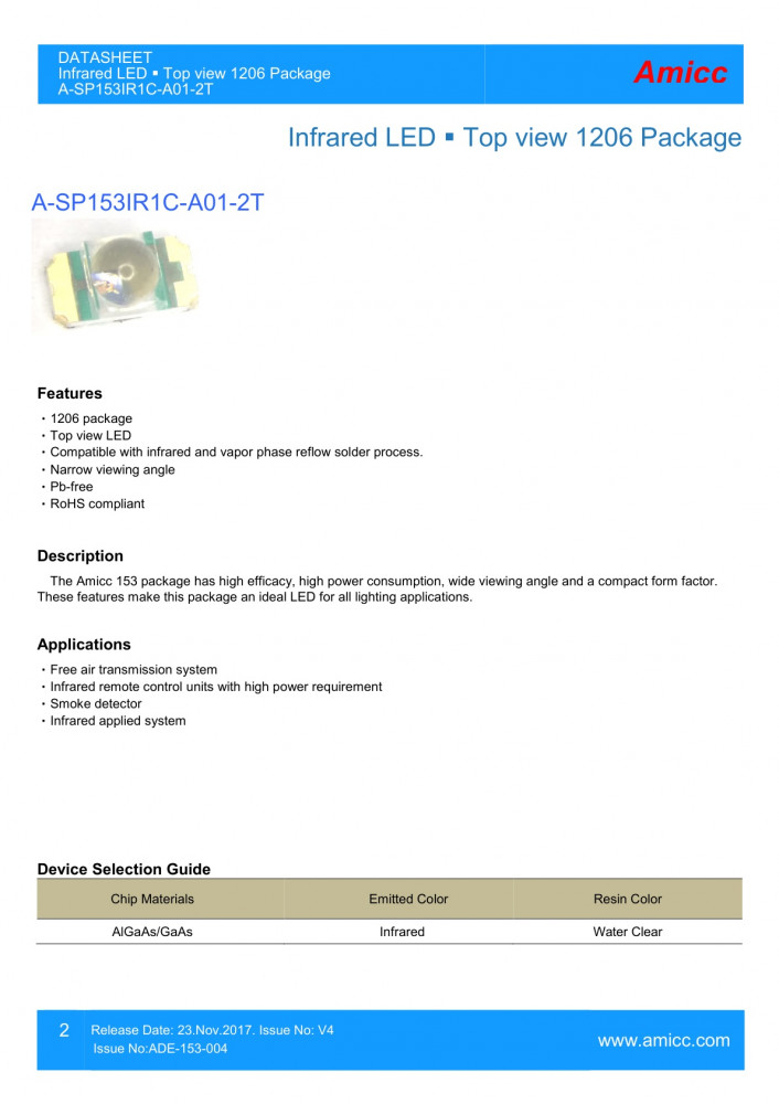 A-SP153IR1C-A01-2T datasheet page 2