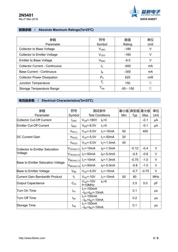 2N5401-B datasheet page 2