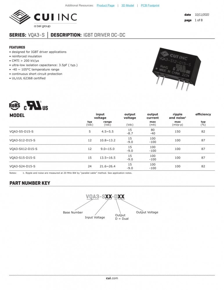 VQA3-S5-D15-S datasheet page 1