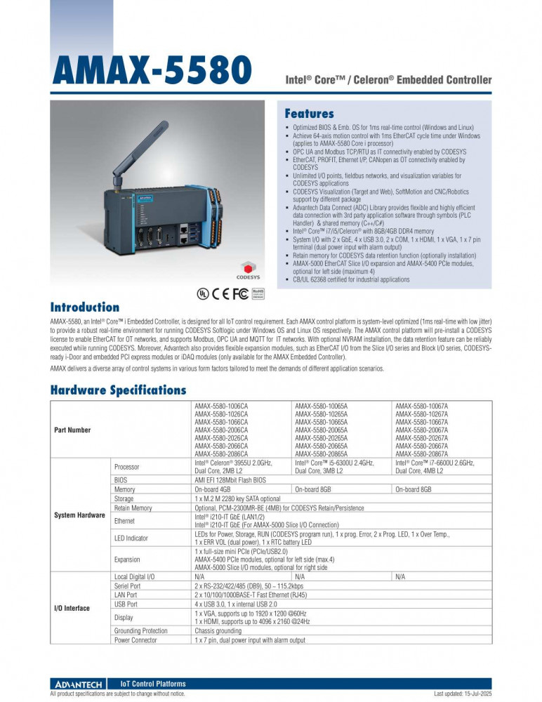 AMAX-5580 technical document, page 1