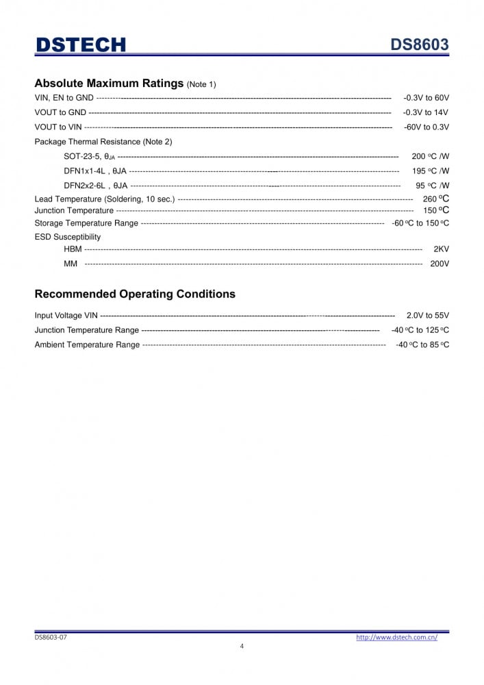DS8603 datasheet page 4