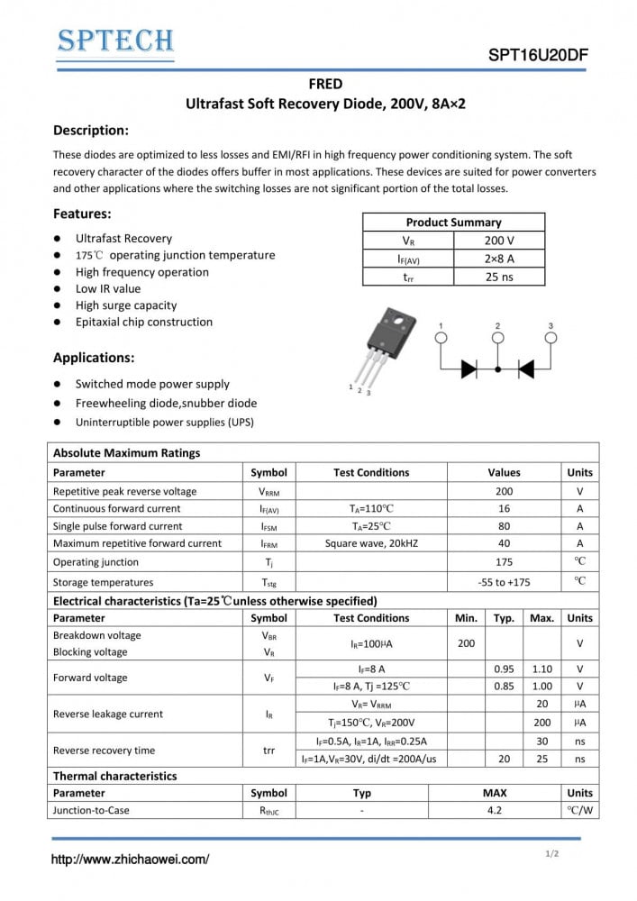 SPT16U20DF datasheet page 1