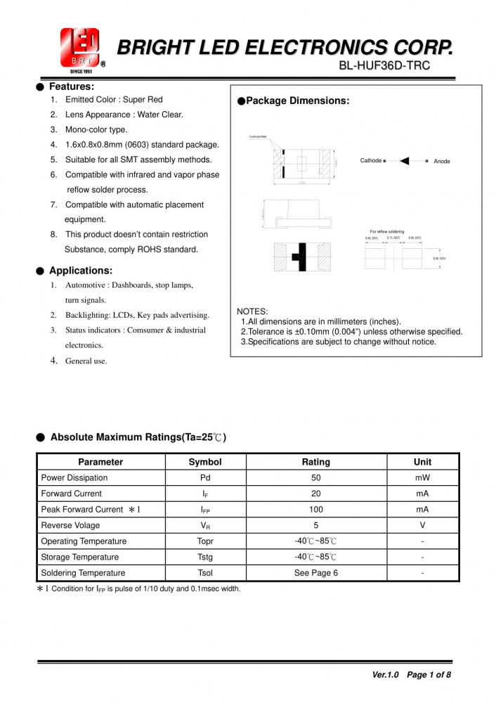BL-HUF36D-TRC datasheet page 1