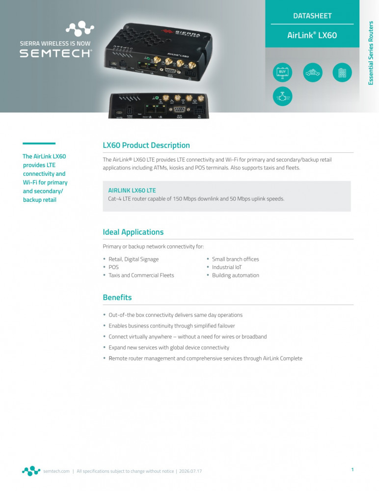 LX60 product document page 1