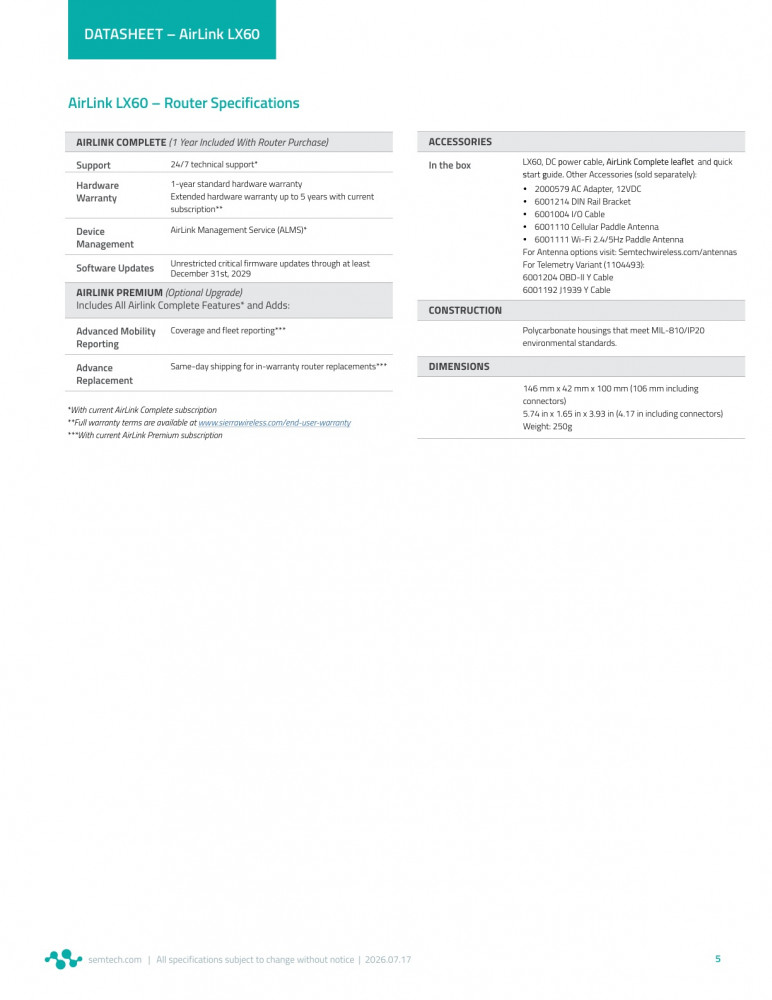 LX60 product document page 5