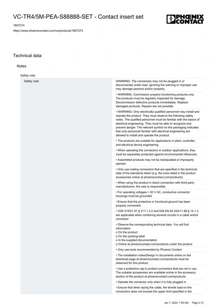 Phoenix Contact 1607274 technical document page 2