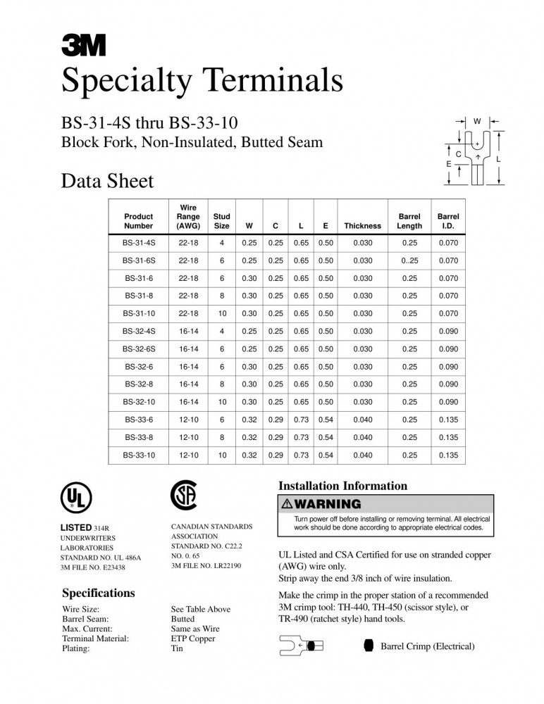 3M BS-32-8 installation information page 1