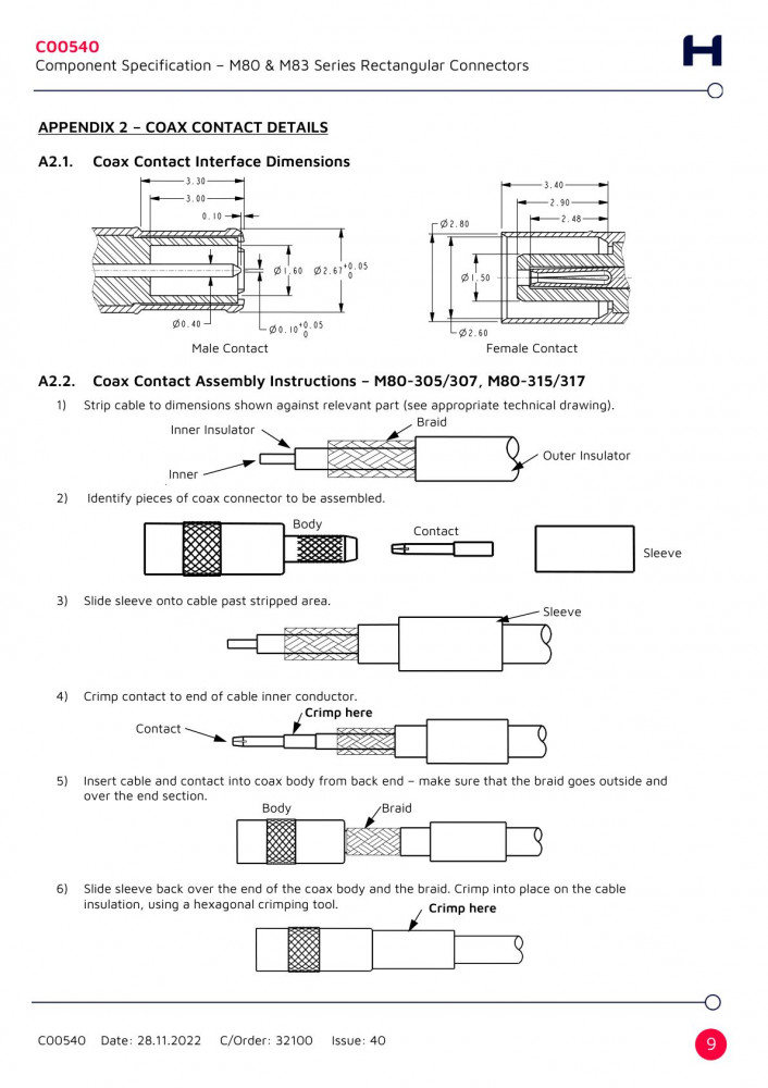 Harwin Datamate specification page 9