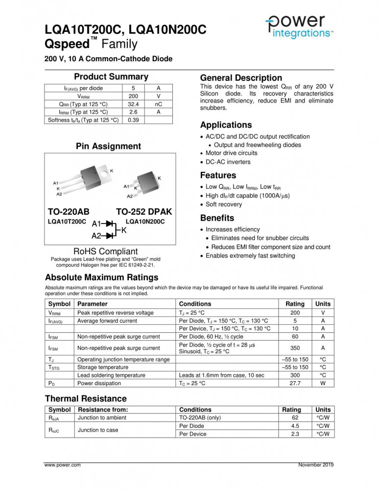 LQA10N200CQ datasheet page 1