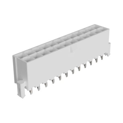 Mini-Fit Jr. First Mate / Last Break Header, 4.20mm Pitch, Dual Row, Vertical, without Snap-in Plastic Peg, 2 Circuits, Nylon 6/6 UL 94V-0, Tin (Sn) Plating, Natural