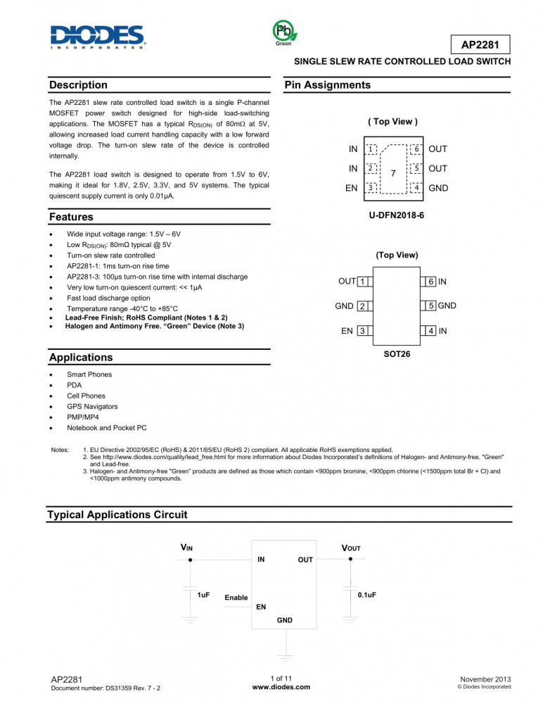AP2281 datasheet page 1