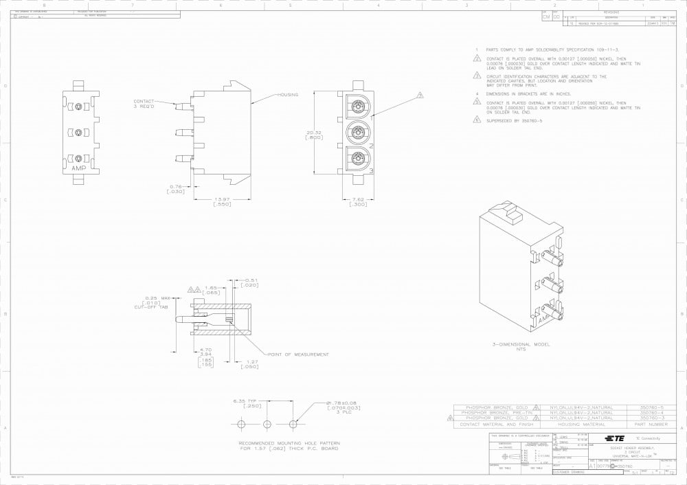 TE Connectivity 350760-4 controlled drawing