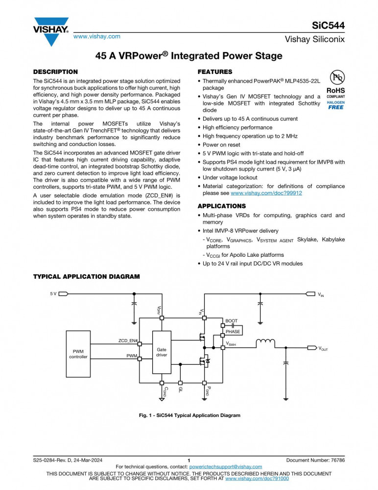 SIC544 datasheet page 1