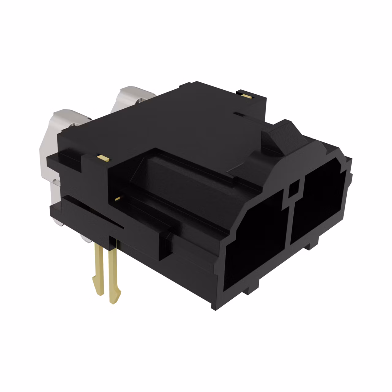 Mini-Fit Sr. Right-Angle Header, 10.00mm Pitch, Single Row, 2 Circuits, 5.10mm Tail Length, for 3.18mm PCB, Silver (Ag) Plating, with Clip for sale