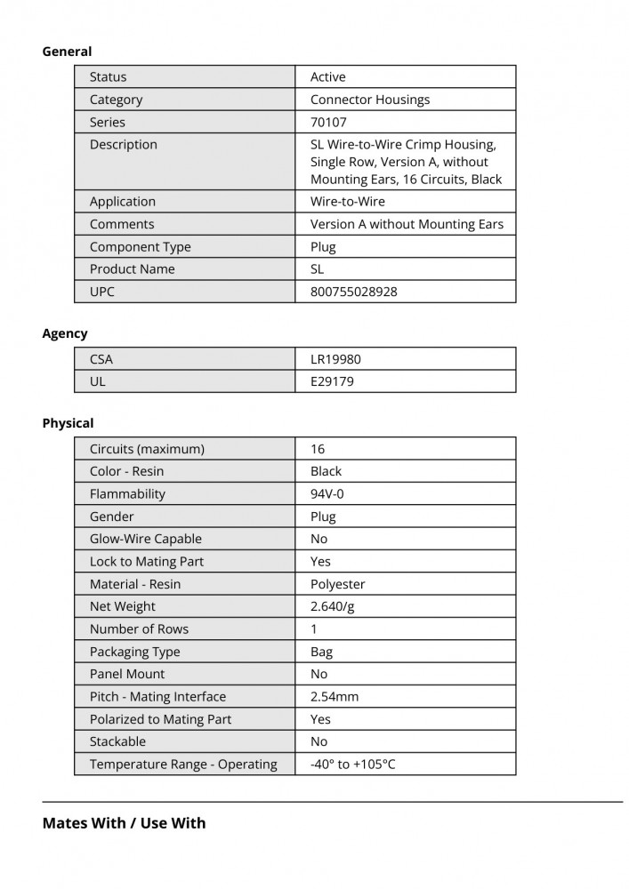 MOLEX 701070015 technical document image 2