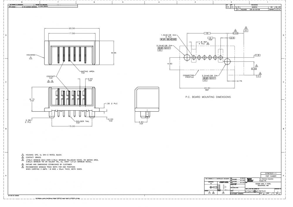 TE Connectivity 5787531 customer drawing preview