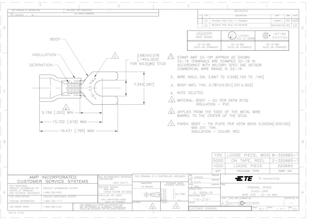 TE Connectivity 2-320665-1 controlled drawing preview