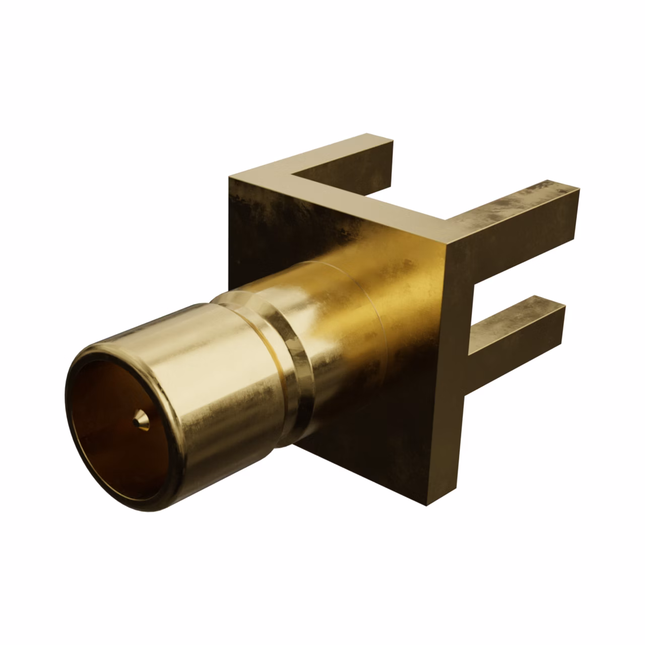 SMB Jack, Straight, PCB Receptacle, Edge Mount, Brass Body, Gold (Au) Plated, .065
