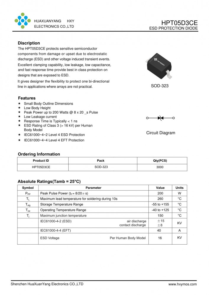 HPT05D3CE product document page 1