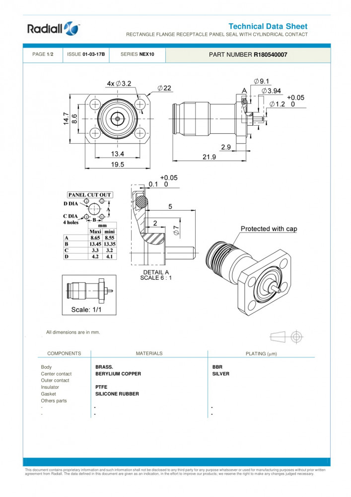 Radiall R180540007 NEX10 datasheet, page 1