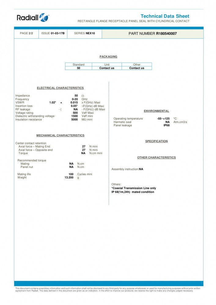 Radiall R180540007 NEX10 datasheet, page 2