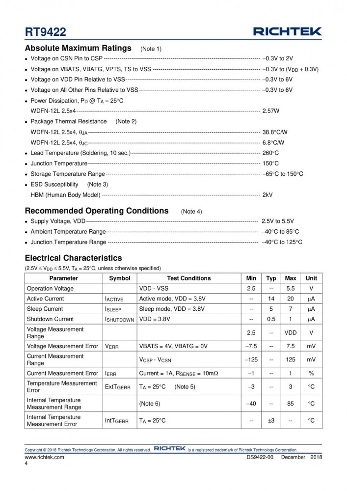 RT9422 technical document page 4