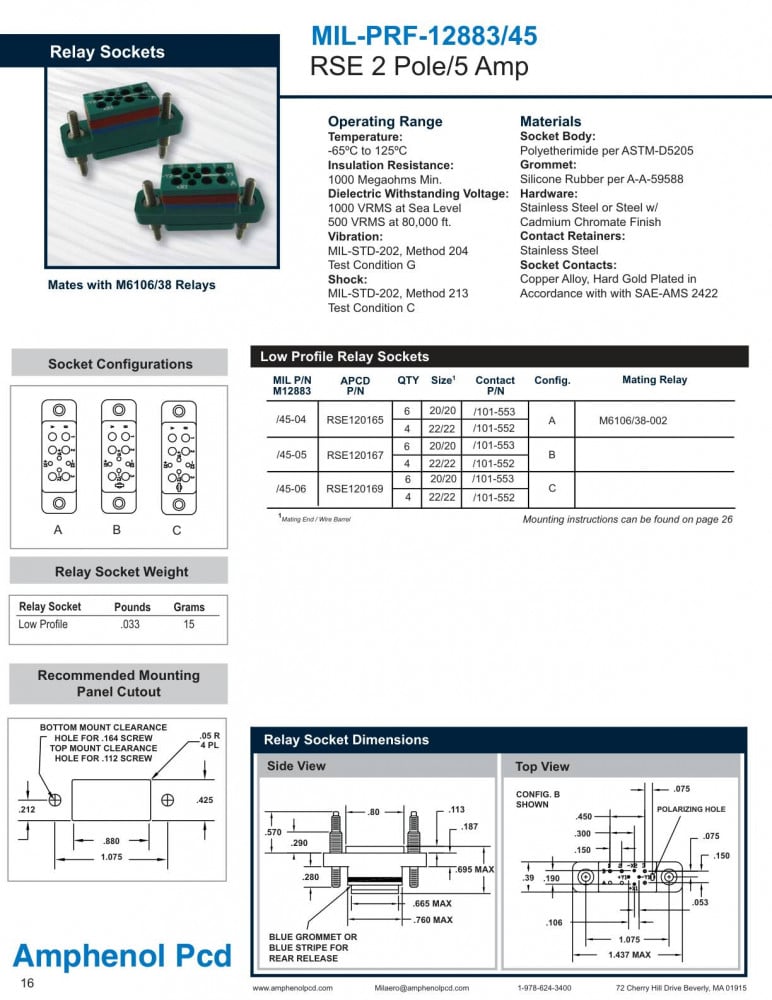 Amphenol relay socket datasheet page 2