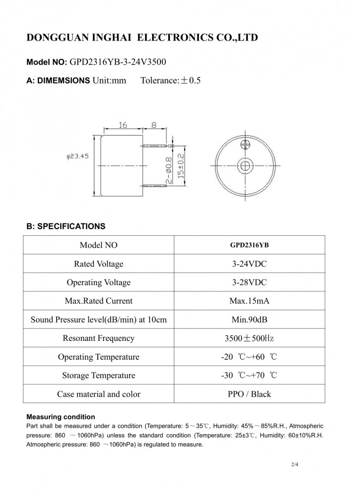 GPD2316YB-24V3500 dimensions and specifications
