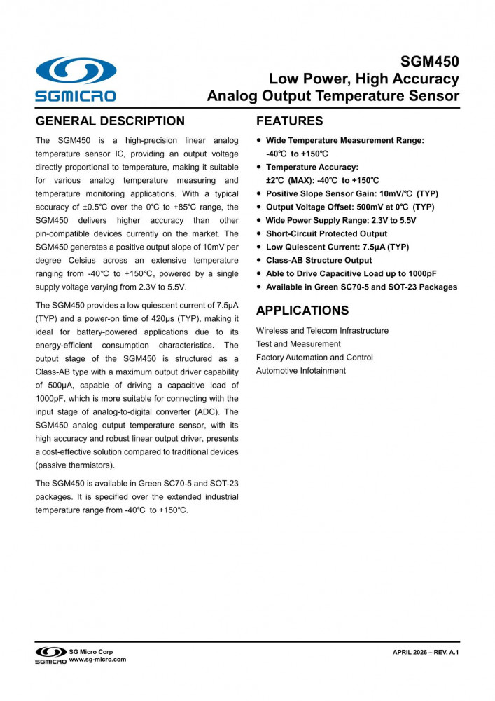 SGM450 datasheet page 1