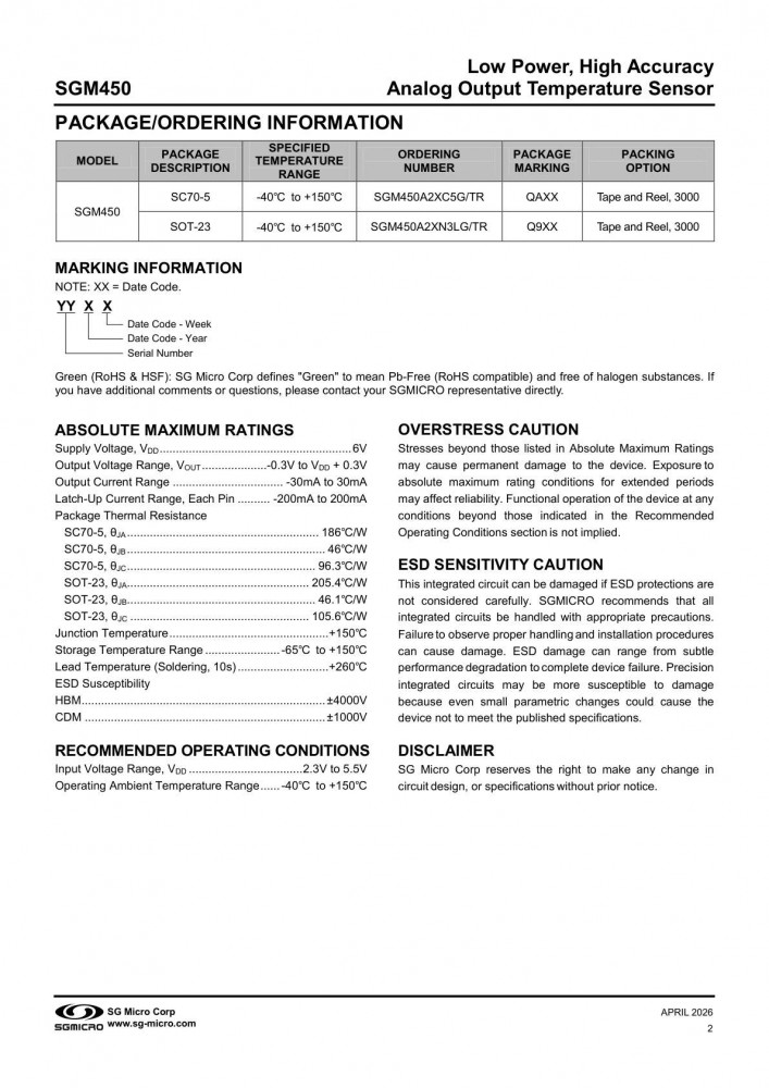 SGM450 datasheet page 2
