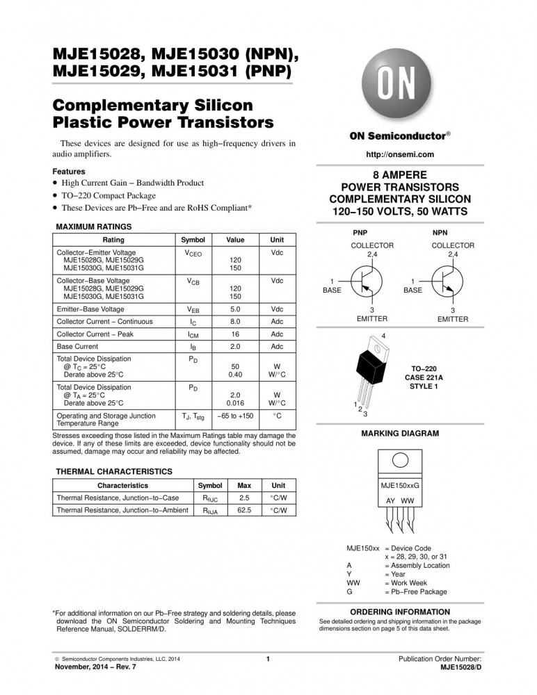 MJE15029 datasheet preview, page 1