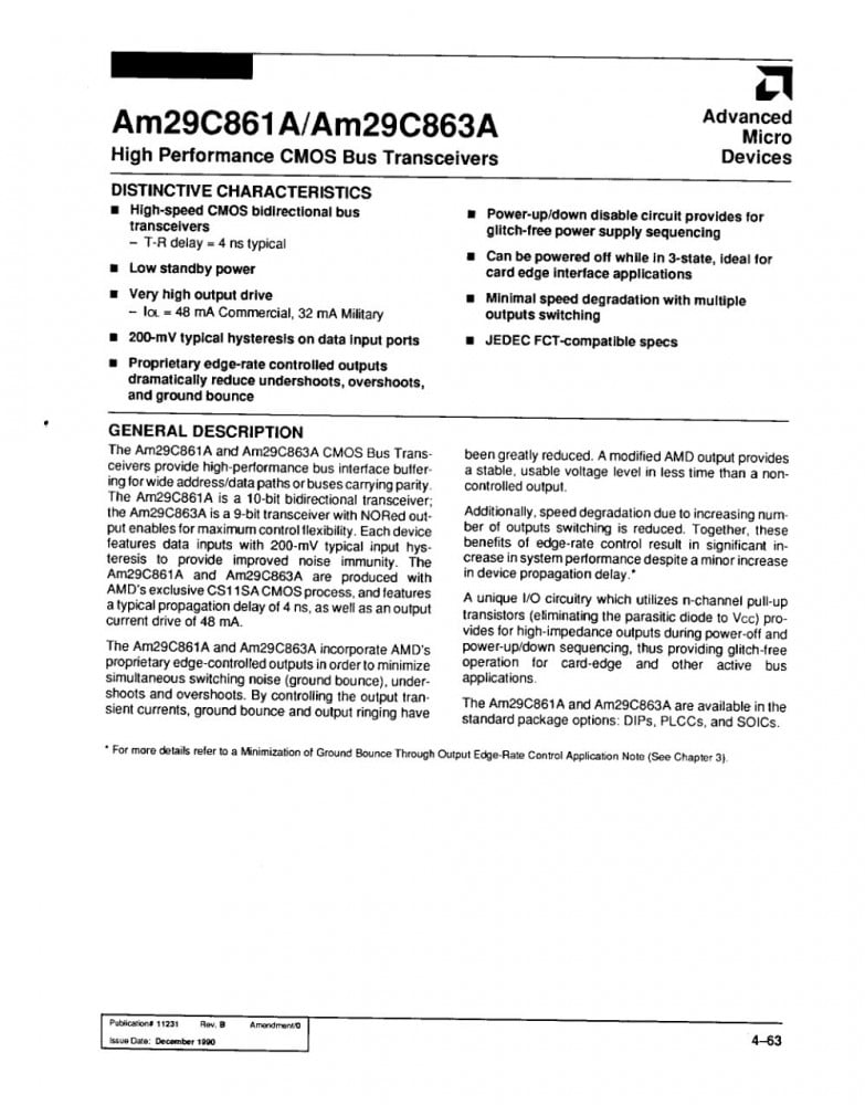 AM29C863A datasheet page 1