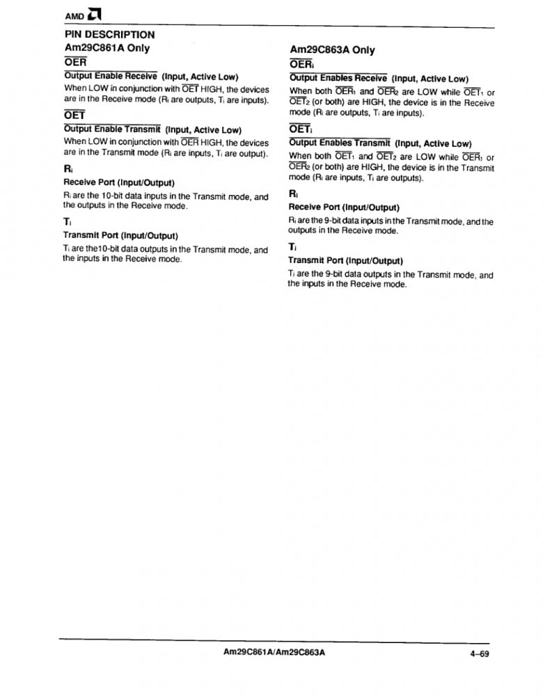 AM29C863A datasheet page 7
