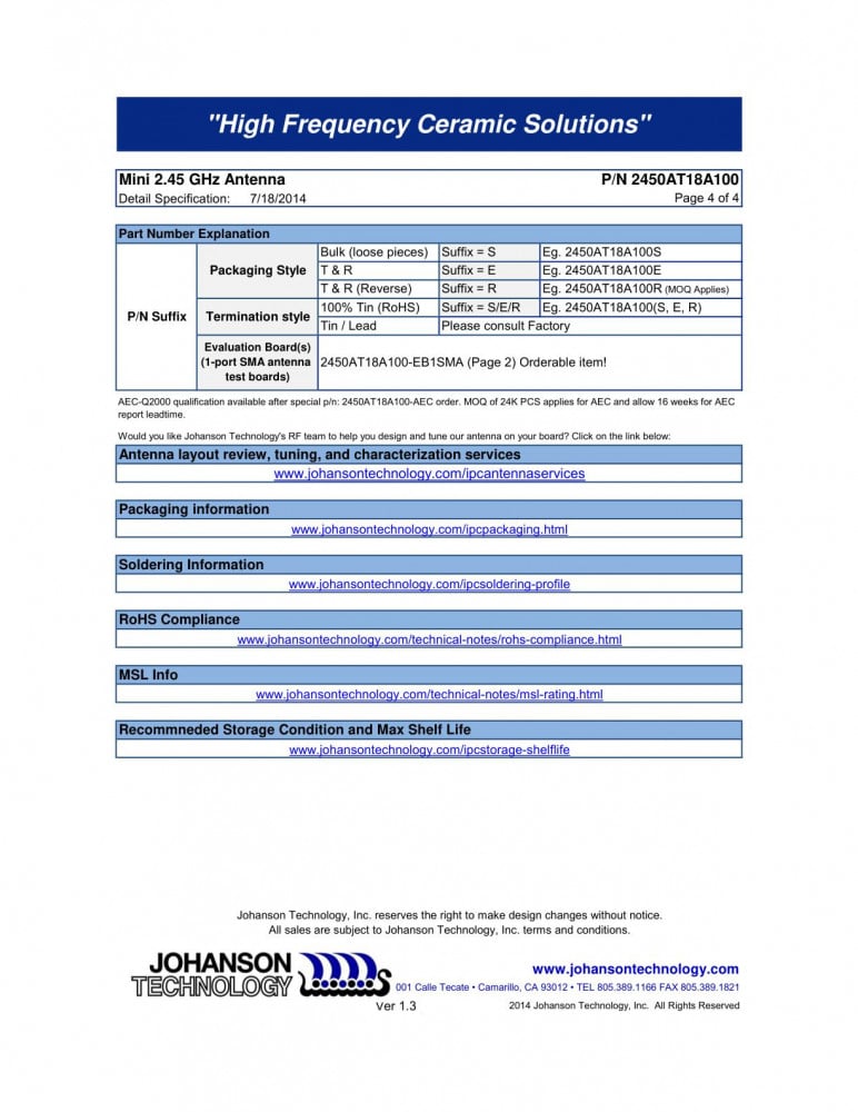 2450AT18A100E datasheet page 4