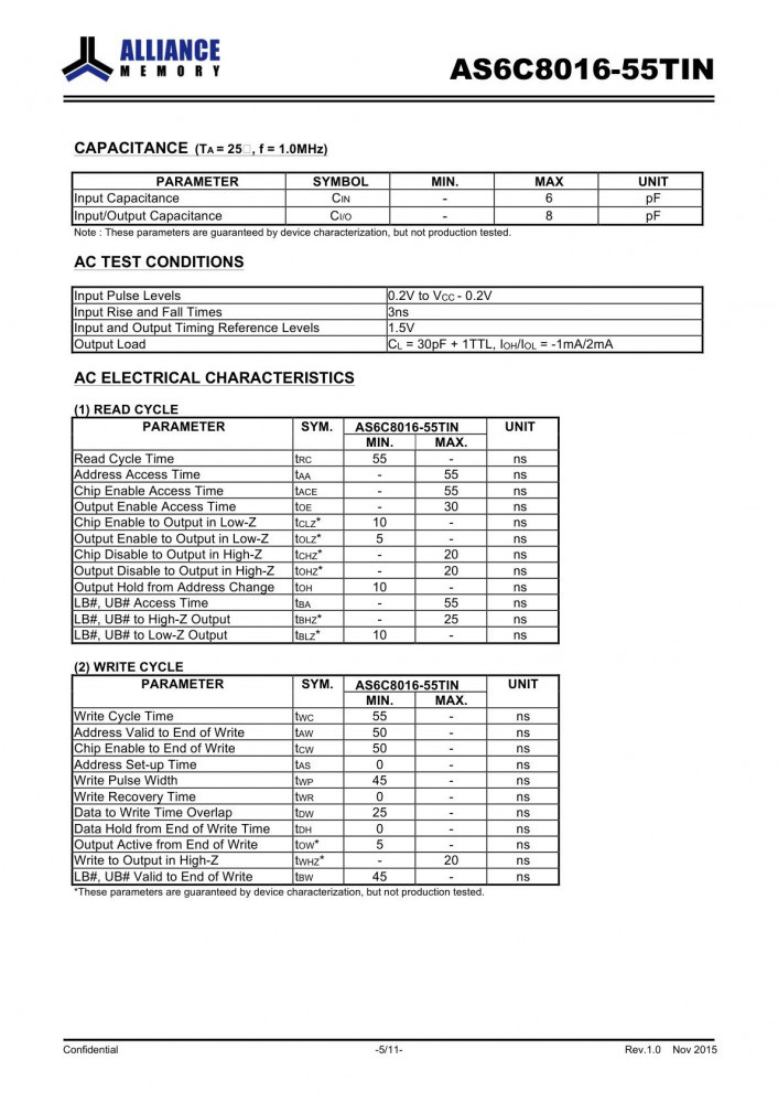 AS6C8016 datasheet page 5