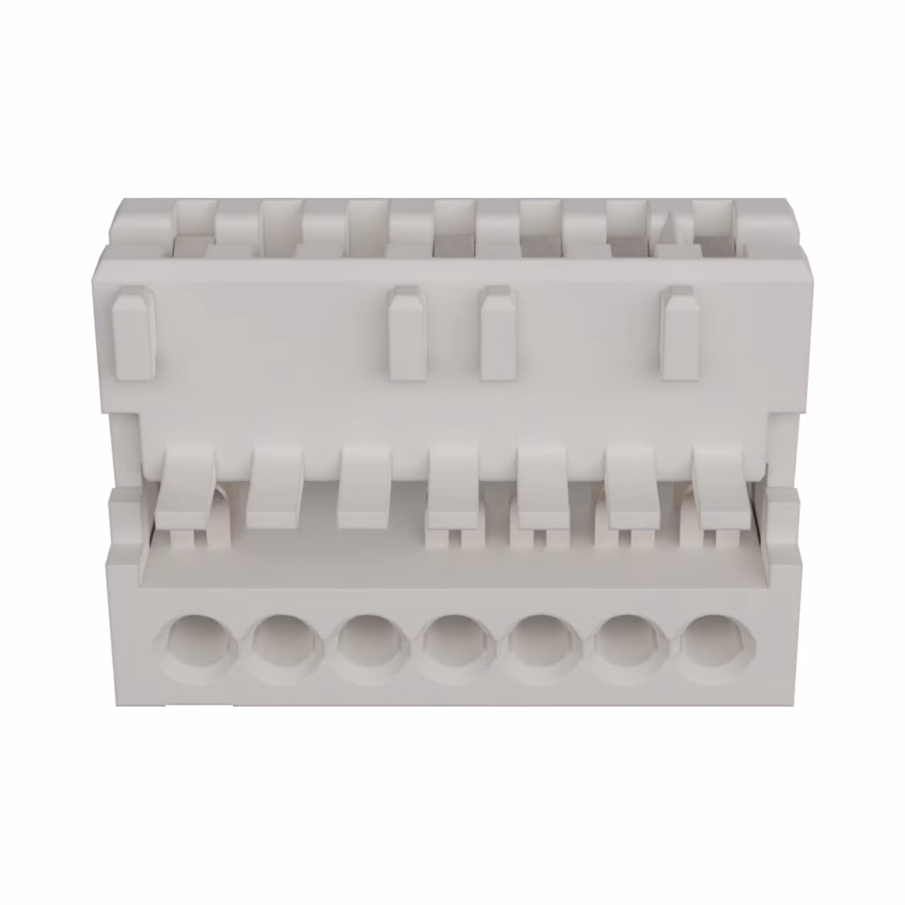 Appli-Mate RAST 2.5 Female Connector, 2.50mm Pitch, 7 Circuits, Positions B, C, F & H Removed, Open Endwalls, Circuits 2 & 3 Voided for sale