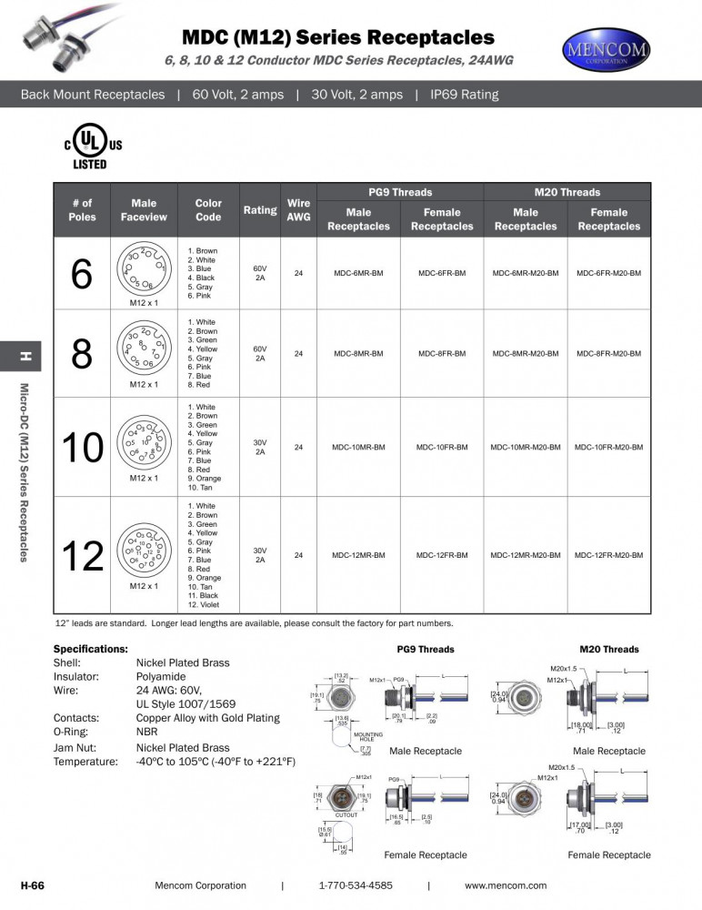 JRH Electronics product document preview for MDC-8MR-BM