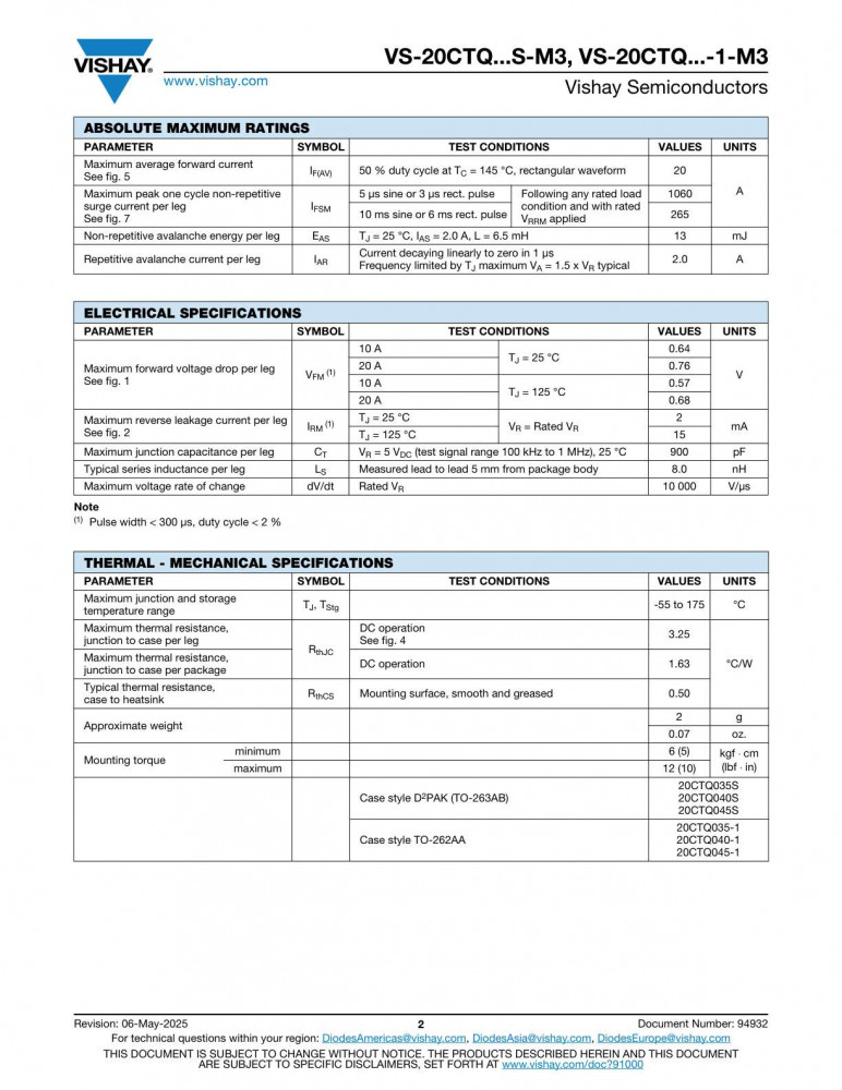 VS-20CTQ datasheet page 2