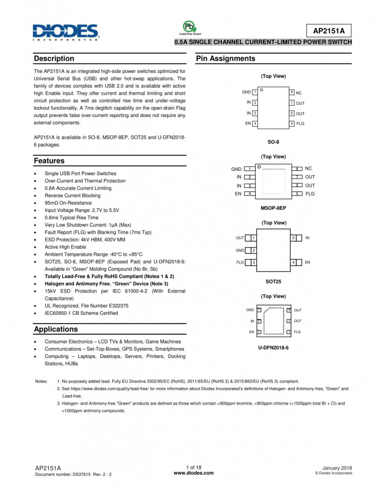 AP2151A datasheet page 1